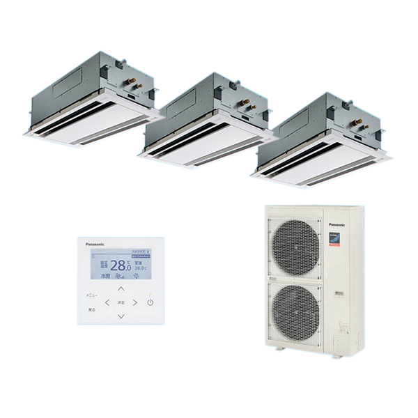 ●βパナソニック 業務用エアコン【PA-P160L7GTB】[分岐管セット] 2方向天井カセット形 同時トリプル エコナビ 三相200V P160形 6.0馬力相当