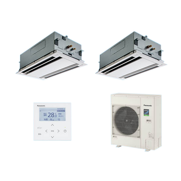 ●βパナソニック 業務用エアコン【PA-P140L7HDB】[分岐管セット] 2方向天井カセット形 同時ツイン エコナビ 三相200V P140形 5.0馬力相当