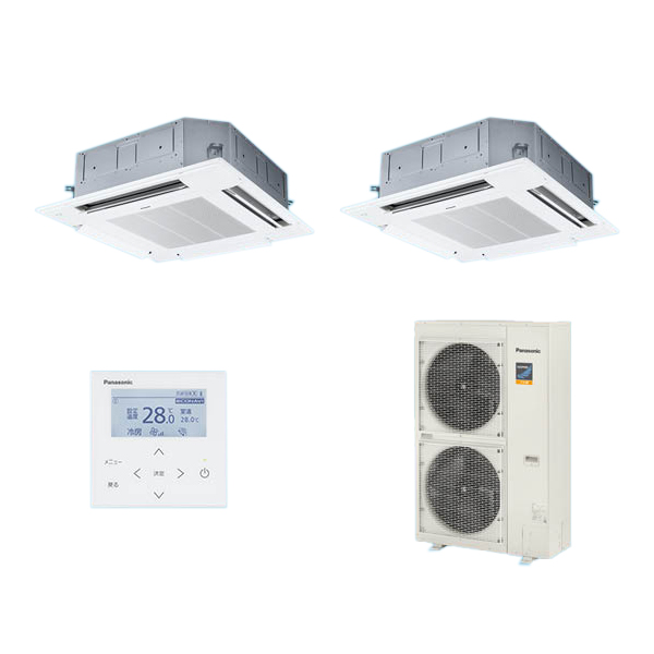●βパナソニック 業務用エアコン【PA-P112U7KDB】[分岐管セット] 4方向天井カセット形 フル暖 寒冷地向け 同時ツイン エコナビ 三相200V P112形 4.0馬力相当