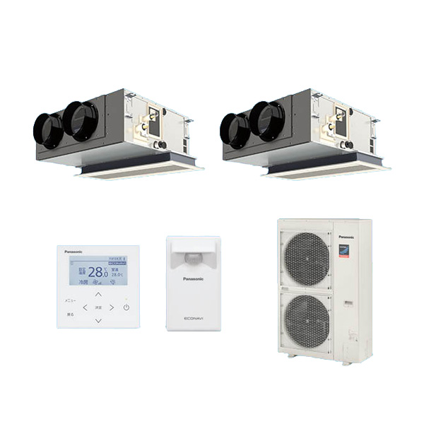 ●βパナソニック 業務用エアコン【PA-P112F7GDBC】[チャンバー・分岐管セット] 天井ビルトインカセット形 同時ツイン エコナビ 三相200V 4.0馬力相当