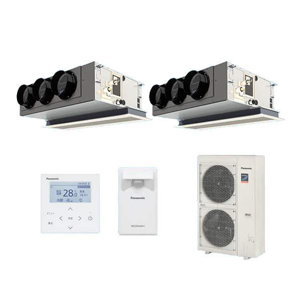 ●βパナソニック 業務用エアコン【PA-P140F7GDBC】[チャンバー・分岐管セット] 天井ビルトインカセット形 同時ツイン エコナビ 三相200V 5.0馬力相当