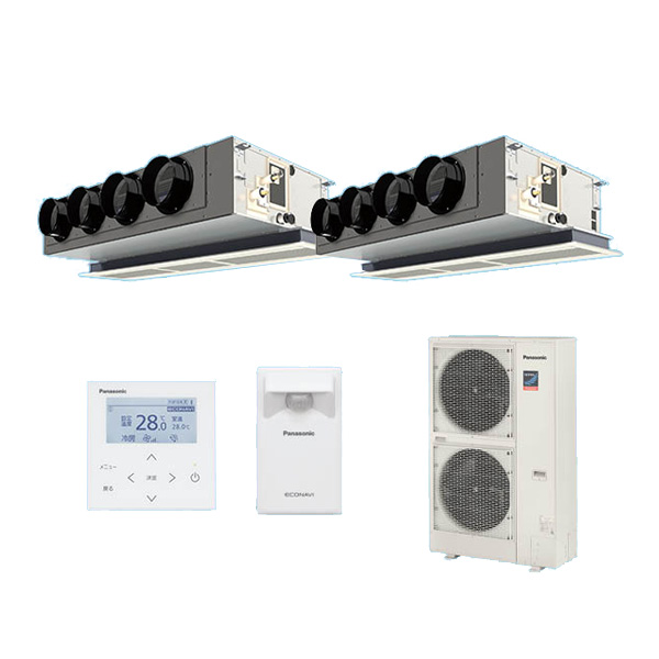 ●βパナソニック 業務用エアコン【PA-P224F7GDBC】[チャンバー・分岐管セット] 天井ビルトインカセット形 同時ツイン エコナビ 三相200V 8.0馬力相当
