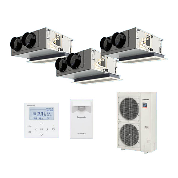 ●βパナソニック 業務用エアコン【PA-P160F7GTBC】[チャンバー・分岐管セット] 天井ビルトインカセット形 同時トリプル エコナビ 三相200V 6.0馬力相当