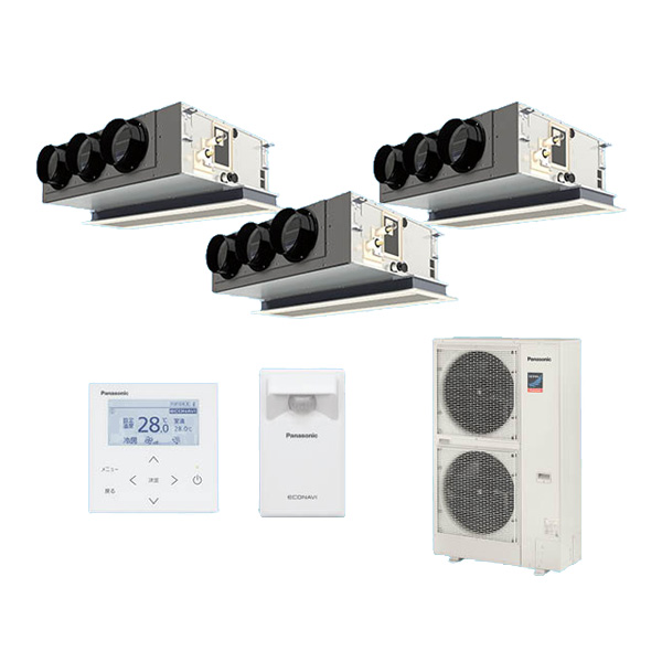 ●βパナソニック 業務用エアコン【PA-P224F7GTBC】[チャンバー・分岐管セット] 天井ビルトインカセット形 同時トリプル エコナビ 三相200V 8.0馬力相当