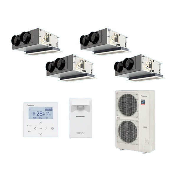 ●βパナソニック 業務用エアコン【PA-P224F7GVBC】[チャンバー・分岐管セット] 天井ビルトインカセット形 同時ダブルツイン エコナビ 三相200V 8.0馬力相当