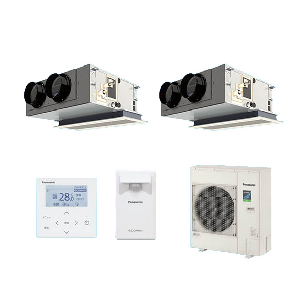 ●βパナソニック 業務用エアコン【PA-P112F7HDBC】[チャンバー・分岐管セット] 天井ビルトインカセット形 同時ツイン エコナビ 三相200V 4.0馬力相当