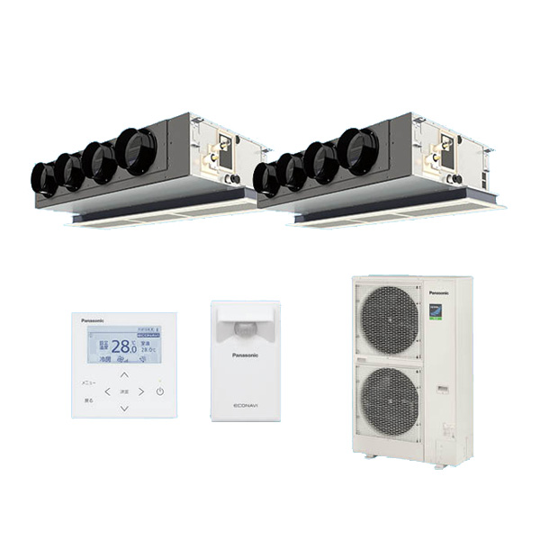 ●βパナソニック 業務用エアコン【PA-P224F7HDBC】[チャンバー・分岐管セット] 天井ビルトインカセット形 同時ツイン エコナビ 三相200V 8.0馬力相当