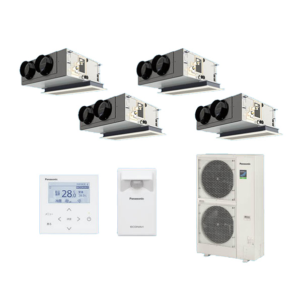 ●βパナソニック 業務用エアコン【PA-P224F7HVBC】[チャンバー・分岐管セット] 天井ビルトインカセット形 同時ダブルツイン エコナビ 三相200V 8.0馬力相当