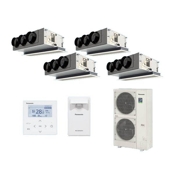 ●βパナソニック 業務用エアコン【PA-P280F7HVBC】[チャンバー・分岐管セット] 天井ビルトインカセット形 同時ダブルツイン エコナビ 三相200V 10.0馬力相当