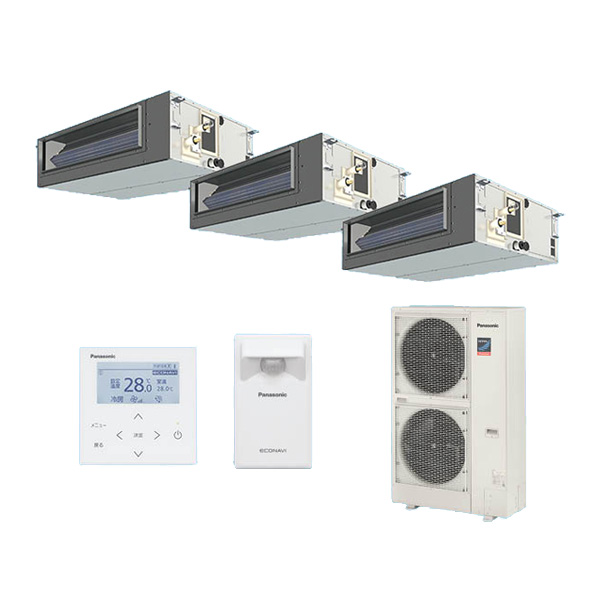●βパナソニック 業務用エアコン【PA-P224FE7GTBC】[分岐管セット] ビルトインオールダクト形 同時トリプル エコナビ 三相200V 8.0馬力相当