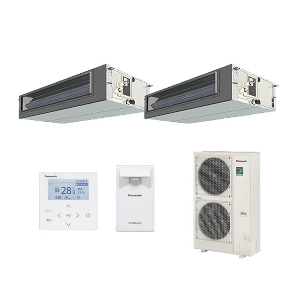 ●βパナソニック 業務用エアコン【PA-P224FE7HDBC】[分岐管セット] ビルトインオールダクト形 同時ツイン エコナビ 三相200V 8.0馬力相当