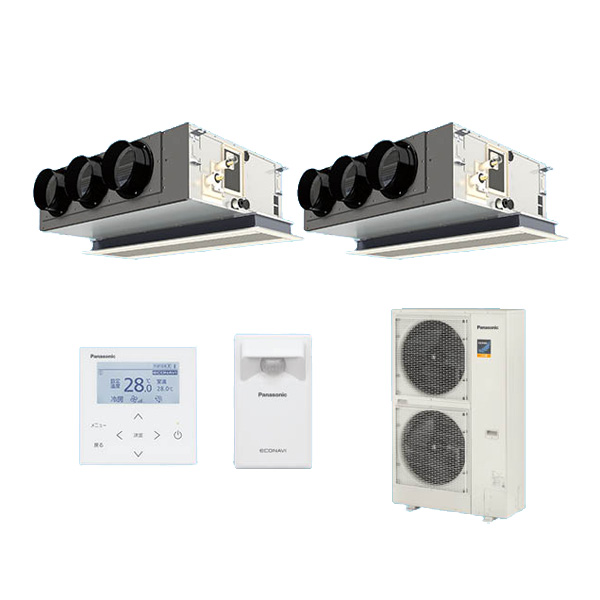 ●βパナソニック 業務用エアコン【PA-P160F7KDBC】[チャンバー・分岐管セット] 天井ビルトインカセット形 フル暖 同時ツイン エコナビ 三相200V 6.0馬力相当