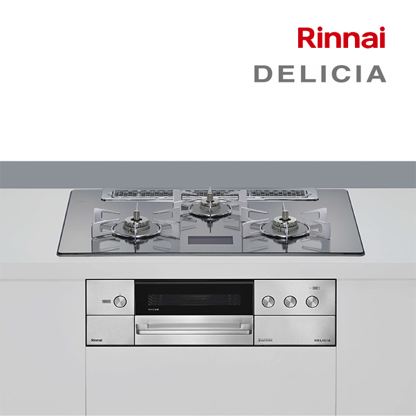 π●リンナイ ガスビルトインコンロ【RHS71W38M13VNSTW】デリシア AC100V オーブン接続仕様 プラチナミラーD 75cm ザ・ココットラウンド付属〔GH〕