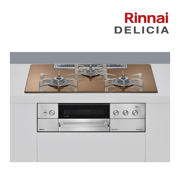 π●リンナイ ガスビルトインコンロ【RHS72W39M12RCSTW】デリシア 3V乾電池 操作部シンプル スパークリングカッパー 幅75cm ザ・ココット付属〔GJ〕