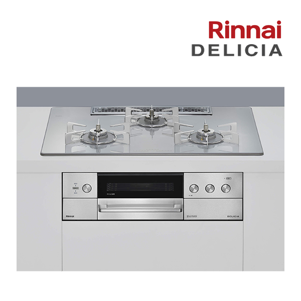 π●リンナイ ガスビルトインコンロ【RHS72W39M14RSTW】デリシア 3V乾電池 操作部シンプル アローズホワイト 幅75cm〔GJ〕