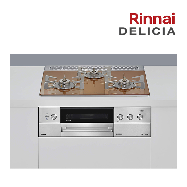 π●リンナイ ガスビルトインコンロ【RHS31W39M12RSTW】デリシア 3V乾電池 操作部シンプル スパークリングカッパー 幅60cm〔GJ〕