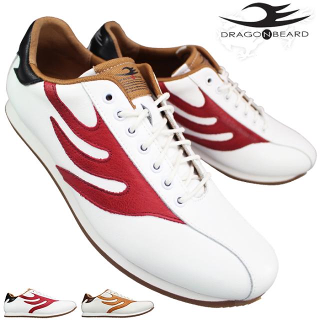 ドラゴンベアード スニーカー DB クラシック91D ホワイト/ベニ クリーム/ブラウン 26.5cm〜28cm メンズ ローカットスニーカー カジュアルシューズ 運動靴 紐靴 レトロランニング カジュアル DB CLASSIC 91D DRAGON BEARD