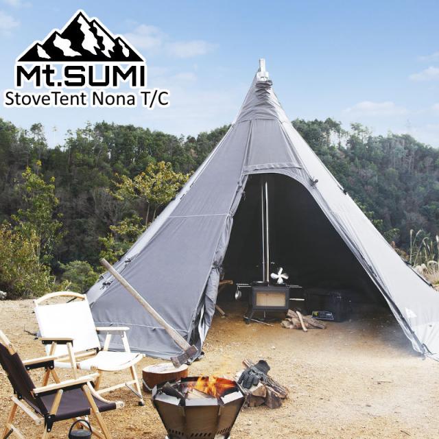 Mt SUMI/マウントスミ StoveTent Nona T/C ストーブテント ノナ T/C 煙突穴が標準装備されたティピーテント ティピー型テント 薪ストーブのために設計したワンポールテント 煙突出し口は６ヶ所 T/C生地 最大人数8人の大型テント