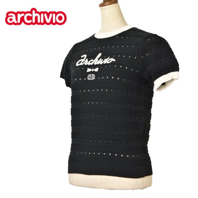 50％OFFセール！ アルチビオ archivio ゴルフ 2024春夏新作 レディース 半袖ニットプルオーバー 服 ゴルフウェア