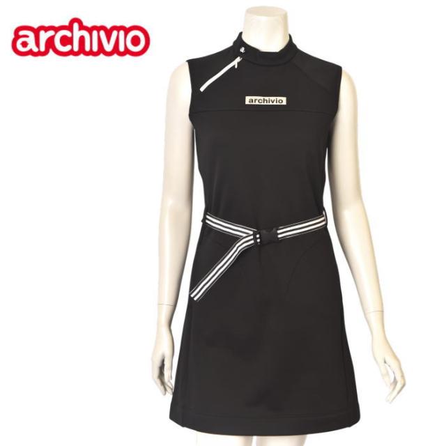 50％OFFセール！ アルチビオ archivio ゴルフ 2024秋冬新作 レディース ベルト付きノースリーブ裏起毛ワンピース 服 ゴルフウェア アウトレット