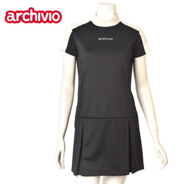 50％OFFセール！ アルチビオ archivio ゴルフ 2024秋冬新作 レディース リブ切替半袖ワンピース 服 ゴルフウェア アウトレット