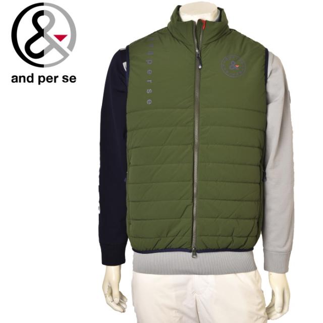 20％OFFセール！アンパスィ and per se ゴルフ 2024秋冬新作 メンズ 中綿ジップアップベスト 服 ゴルフウェア