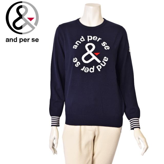 20％OFFセール！アンパスィ and per se ゴルフ 2024秋冬新作 レディース クルーネックセーター 服 ゴルフウェア