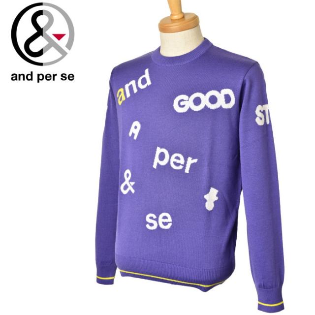 20％OFFセール！アンパスィ and per se ゴルフ 2023秋冬新作 メンズ クルーネックセーター 服 ゴルフウェア