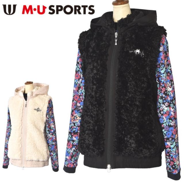 MUスポーツ M・U SPORTS ゴルフ 2025秋冬新作 レディース ファー×中綿フーディージップアップベスト 服 ゴルフウェア