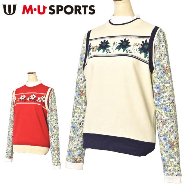 MUスポーツ M・U SPORTS ゴルフ 2025秋冬新作 レディース ニットベスト 服 ゴルフウェア