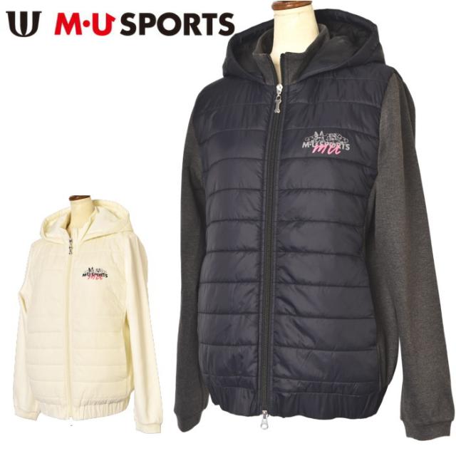 MUスポーツ M・U SPORTS ゴルフ 2025秋冬新作 レディース 中綿切替フーディージップアップブルゾン 服 ゴルフウェア