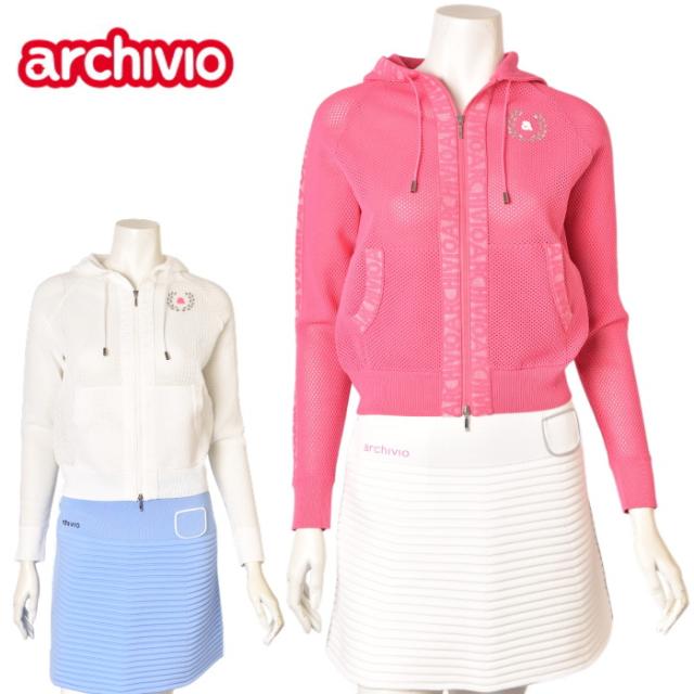 40％OFFセール！アルチビオ archivio ゴルフ 2025春夏新作 レディース フーディーメッシュブルゾン 服 ゴルフウェア アウトレット