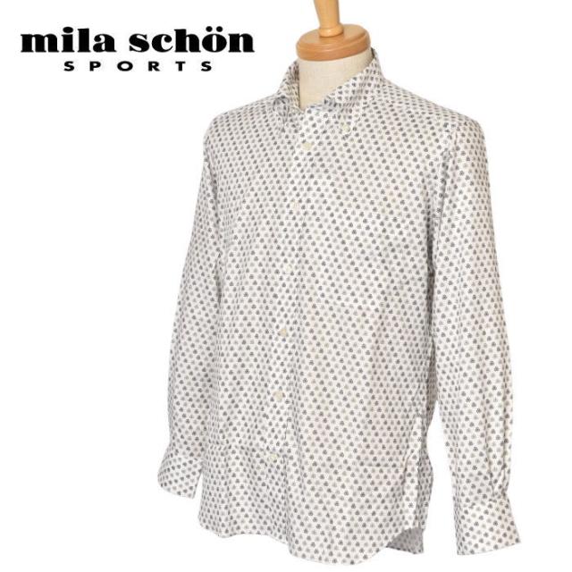 50％OFFセール！ミラショーン スポーツ ゴルフ mila schon sports 2025春夏新作 メンズ 長袖ボタンダウンシャツ 服 ゴルフウェア アウトレット