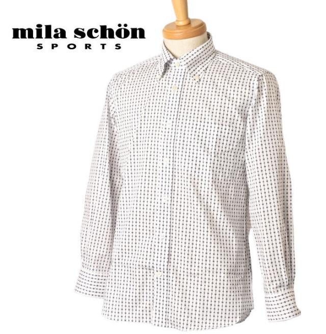 50％OFFセール！ミラショーン スポーツ ゴルフ mila schon sports 2025春夏新作 メンズ 長袖ボタンダウンシャツ 服 ゴルフウェア アウトレット