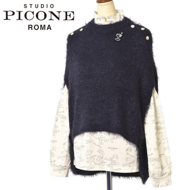 スタジオ ピッコーネ STUDIO PICONE ROMA 2025秋冬新作 レディース フェザーニットポンチョ