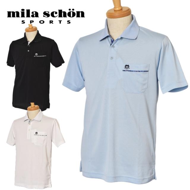 ミラショーン スポーツ ゴルフ mila schon sports 2025春夏新作 メンズ 半袖ポロシャツ 服 ゴルフウェア