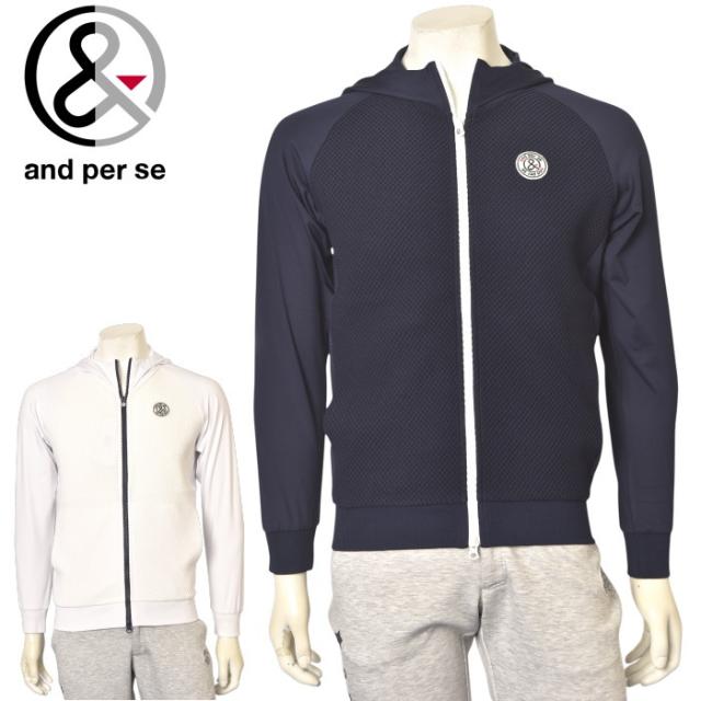 アンパスィ and per se ゴルフ 2025秋冬新作 メンズ フーディージップアップブルゾン 服 ゴルフウェア