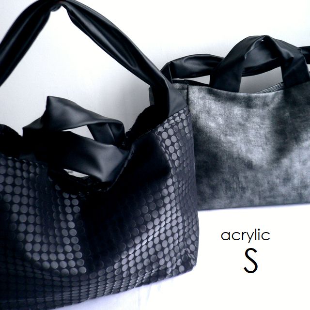 acrylic アクリリック バッグ S bag 2WAY ナイロン PVC トート 1300 ホワイト グレー ブラック モノトーン