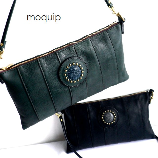 moquip モキップ バッグ ガルーシャ ステアレザー ポシェット クラッチ ショルダーバッグ BGG06176 グリーン/ブラック