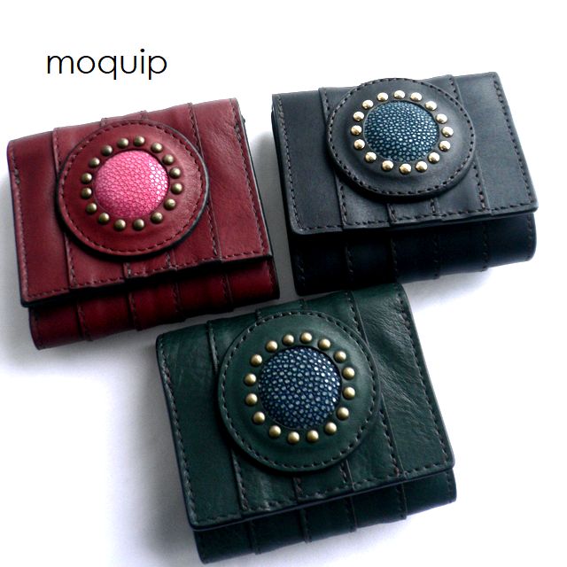 moquip モキップ ガルーシャ ステアレザー 折り財布 WLG06244 WLGB06250 ワイン/グリーン/ブラック