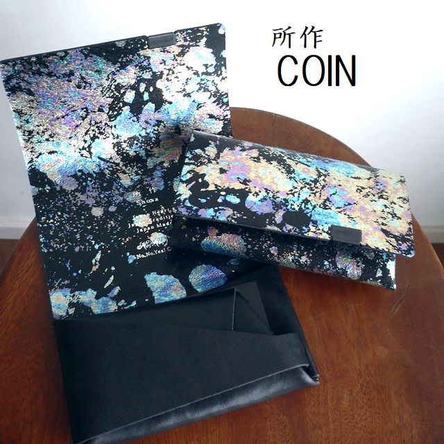 所作 shosa 財布 ケース カードケース コンパクトウォレット シャボン 箔押し savon SH401SV シャボン/ブラック