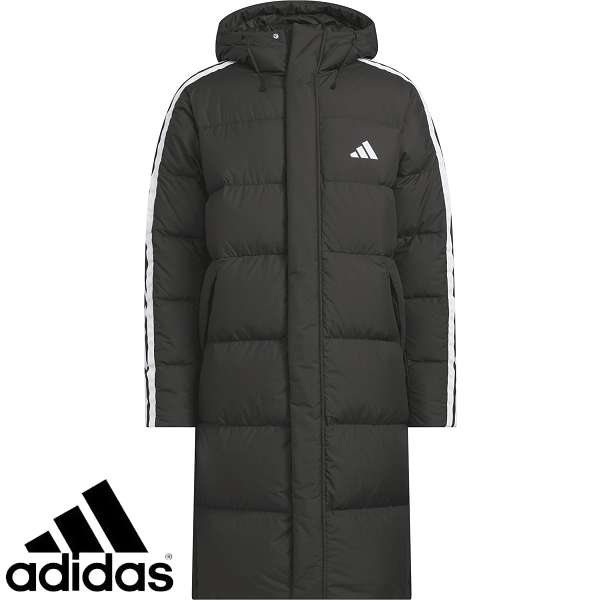 ◆◆ ＜アディダス＞ ADIDAS スリーストライプス レギュラーフィット ロング ダウン コート WF945 (JZ8731：ブラック)