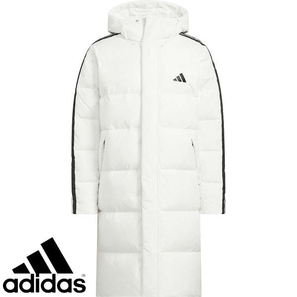 ◆◆ ＜アディダス＞ ADIDAS スリーストライプス レギュラーフィット ロング ダウン コート WF945 (JZ8732：オフホワイト)
