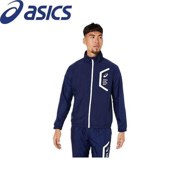◆◆ ＜アシックス＞ ASICS 裏トリコットブレーカージャケット（スリム/リサイクル素材） (400：ピーコート) 2031E061-400