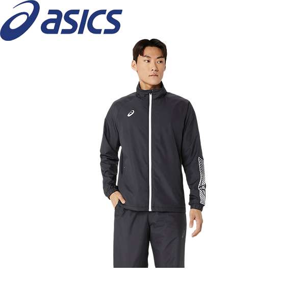 ◆◆ ＜アシックス＞ ASICS 裏トリコットウインドブレーカージャケット (002：パフォーマンスブラック×ブリリアントホワイト) 2031E745-002