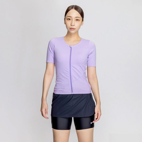 即納可☆【NIKE】ナイキ  ジップ付き半袖 2in1 スカートショーツセパレーツ レディース フィットネス水着 2993126