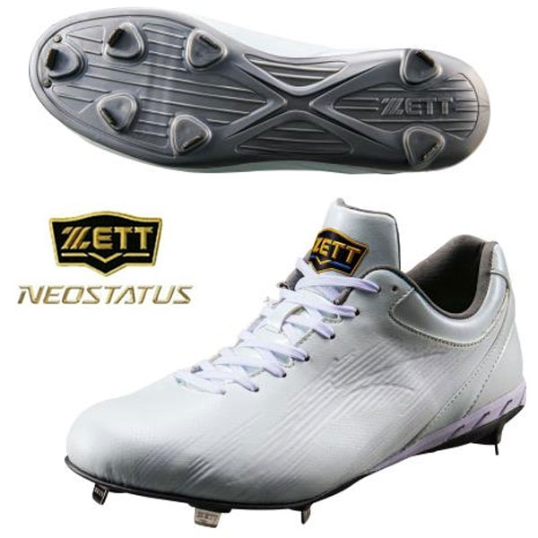 即納可★ 【ZETT】ゼット 金具スパイク ネオステイタス WH 野球 スパイク BSR2218WH 1111