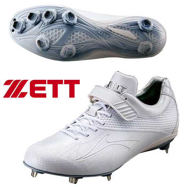 即納可★ 【ZETT】ゼット 金具スパイク スーパーグランドジャック 野球 スパイク BSR2719wh 1111