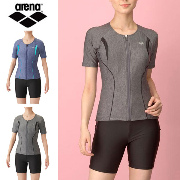 即納可★ 【ARENA】アリーナ 【すらっとセパ】大きめカラースナップ付きフルジップ袖有りセパレーツ LAR3242WE