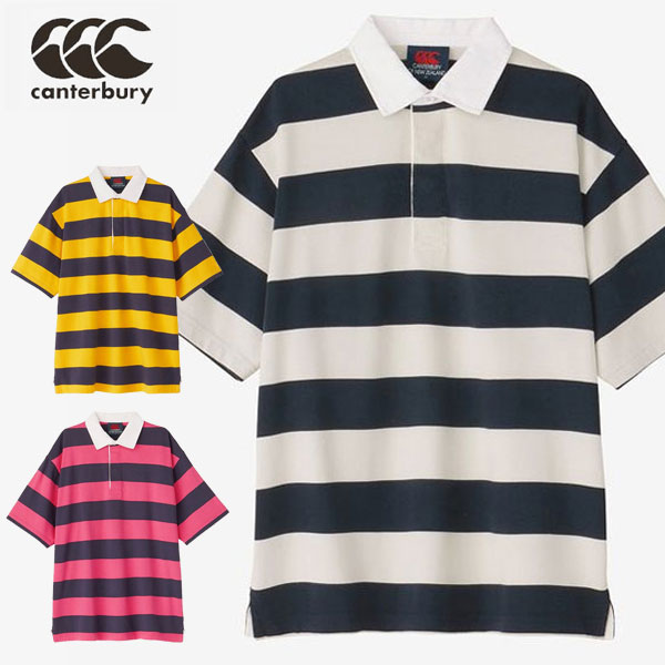 メール便発送 即納可☆【canterbury】カンタベリー ショートスリーブ 2.5インチ ラガーシャツ (ユニセックス) RA34136